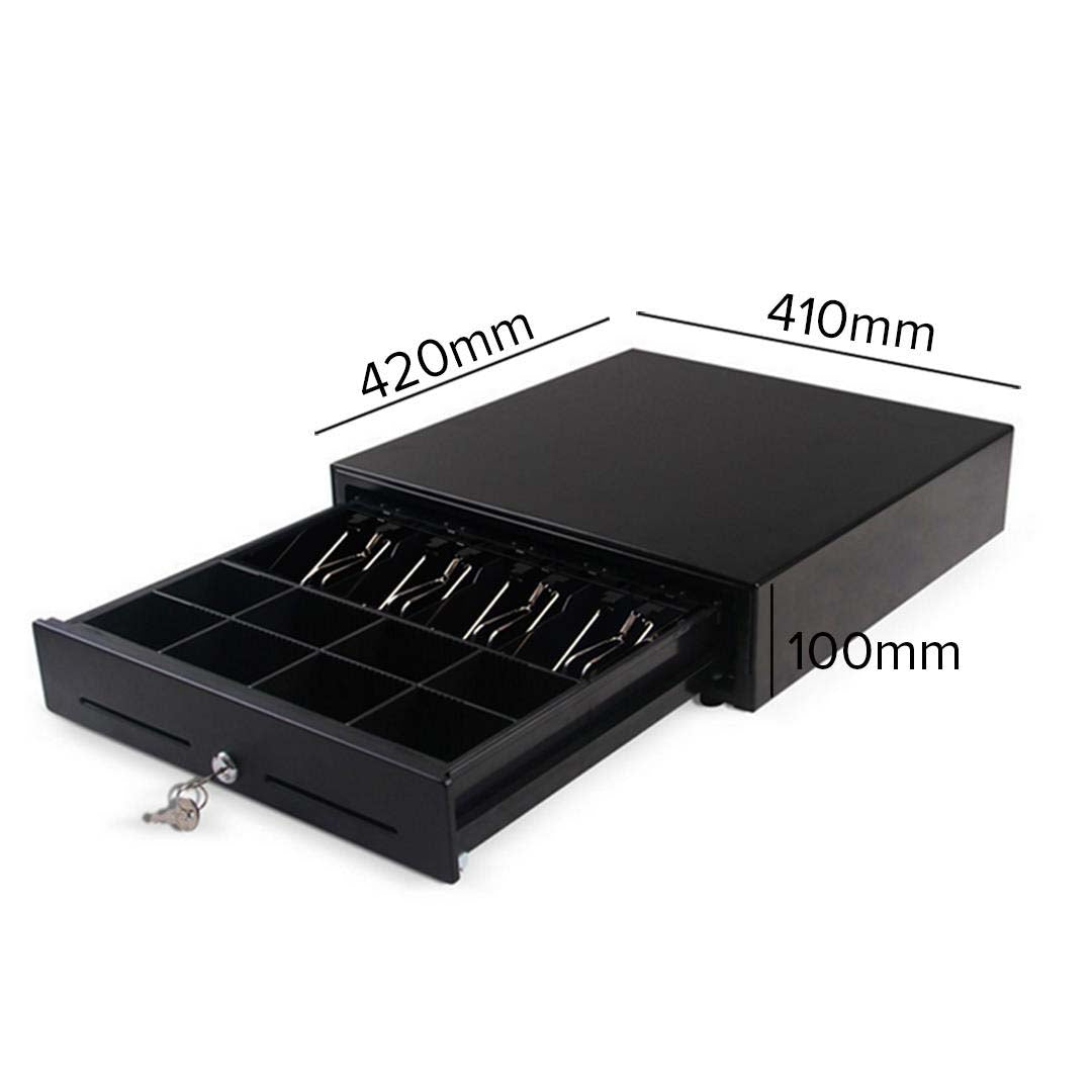 SOGA 2X Black Heavy Duty Cash Drawer Electronic 4 Bills 8 Coins Cheque ...